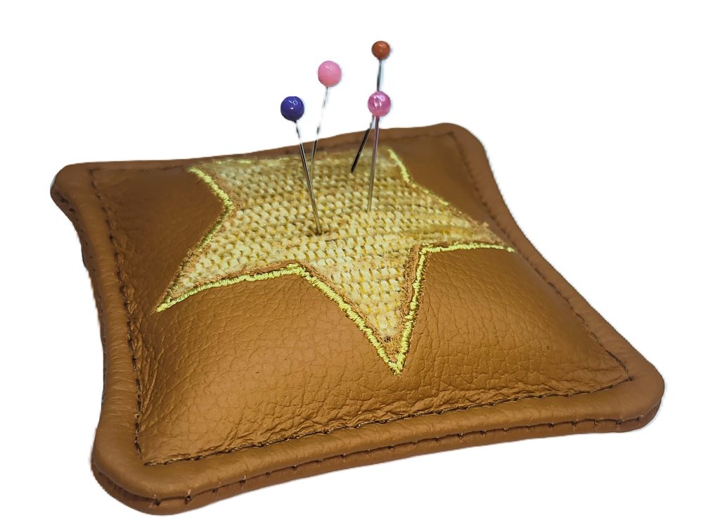 HANDMADE LEATHER PIN CUSHION, PERSONALISED GIFT, SEWING ROOM